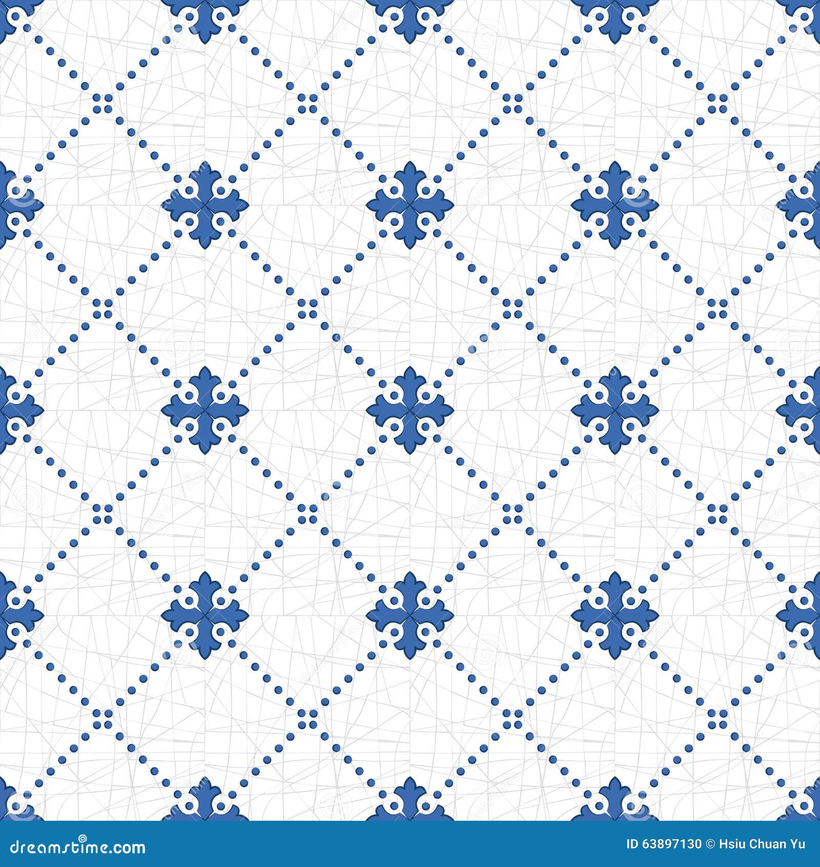 Seamless Background Image of Vintage Blue Dot Line Check Pattern. Stock ...