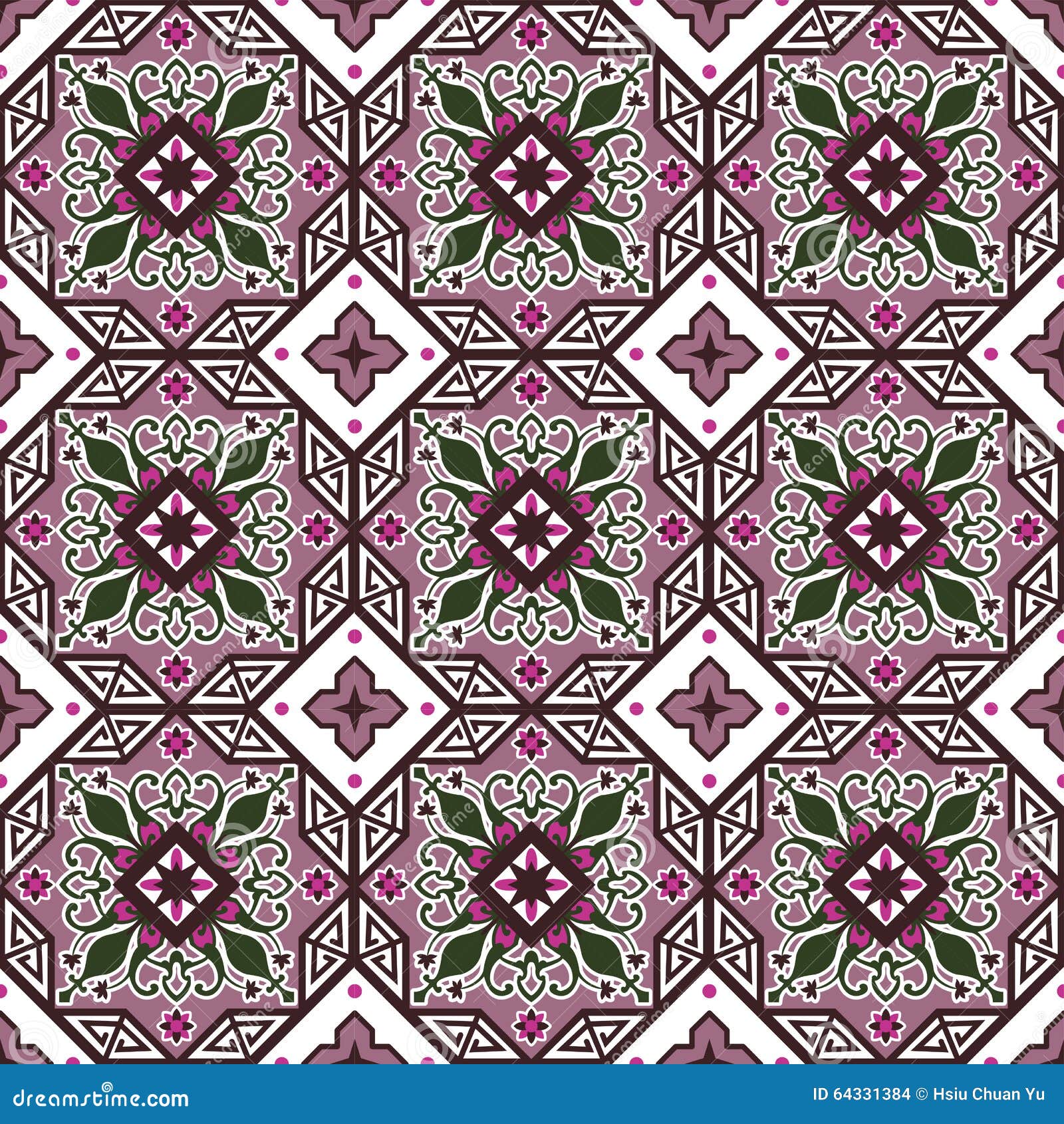 Seamless Background Image of Vintage Purple Octagon Geometry Flower ...