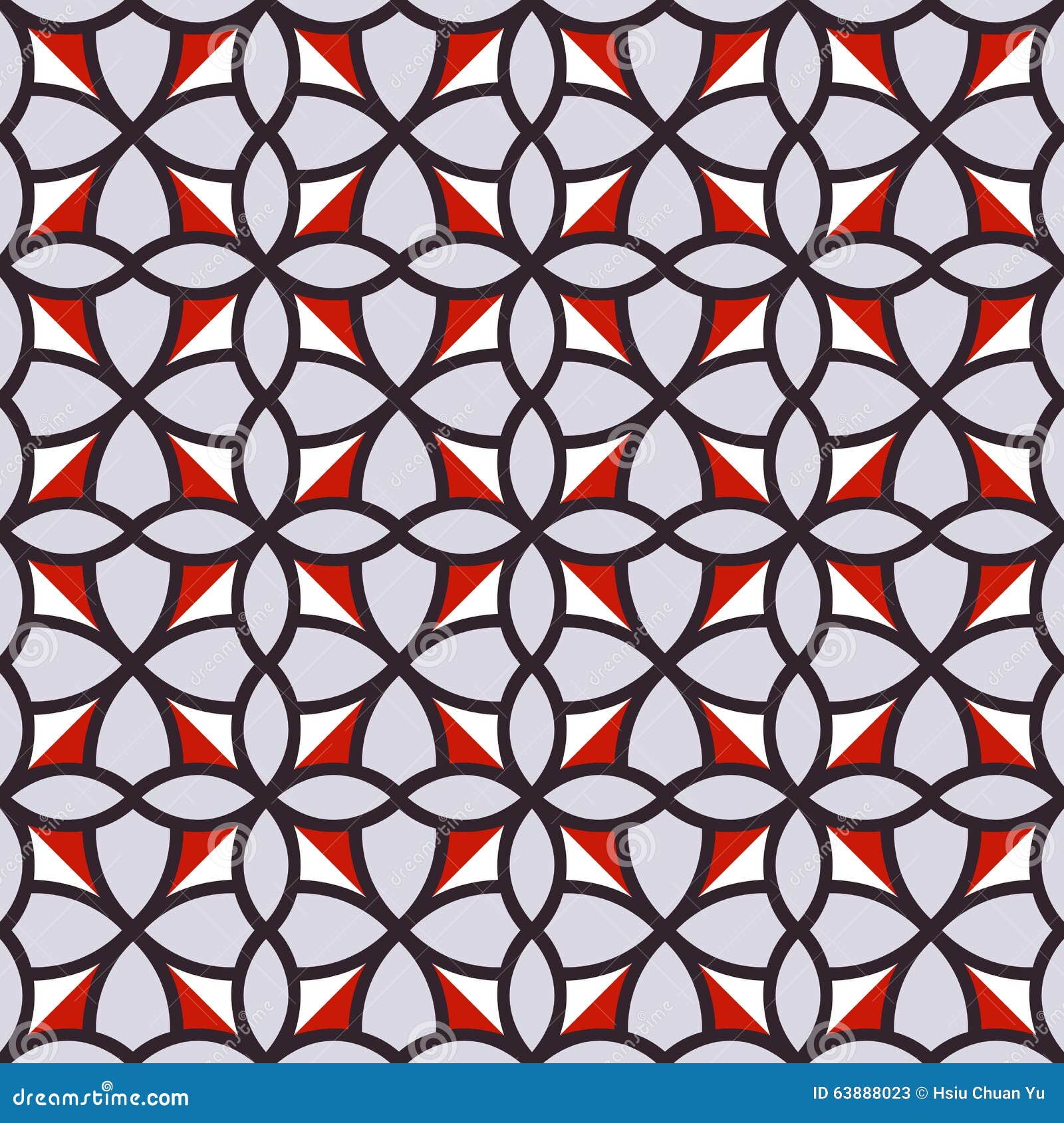 Seamless Background Image of Vintage Red White Round Circle Geometry ...