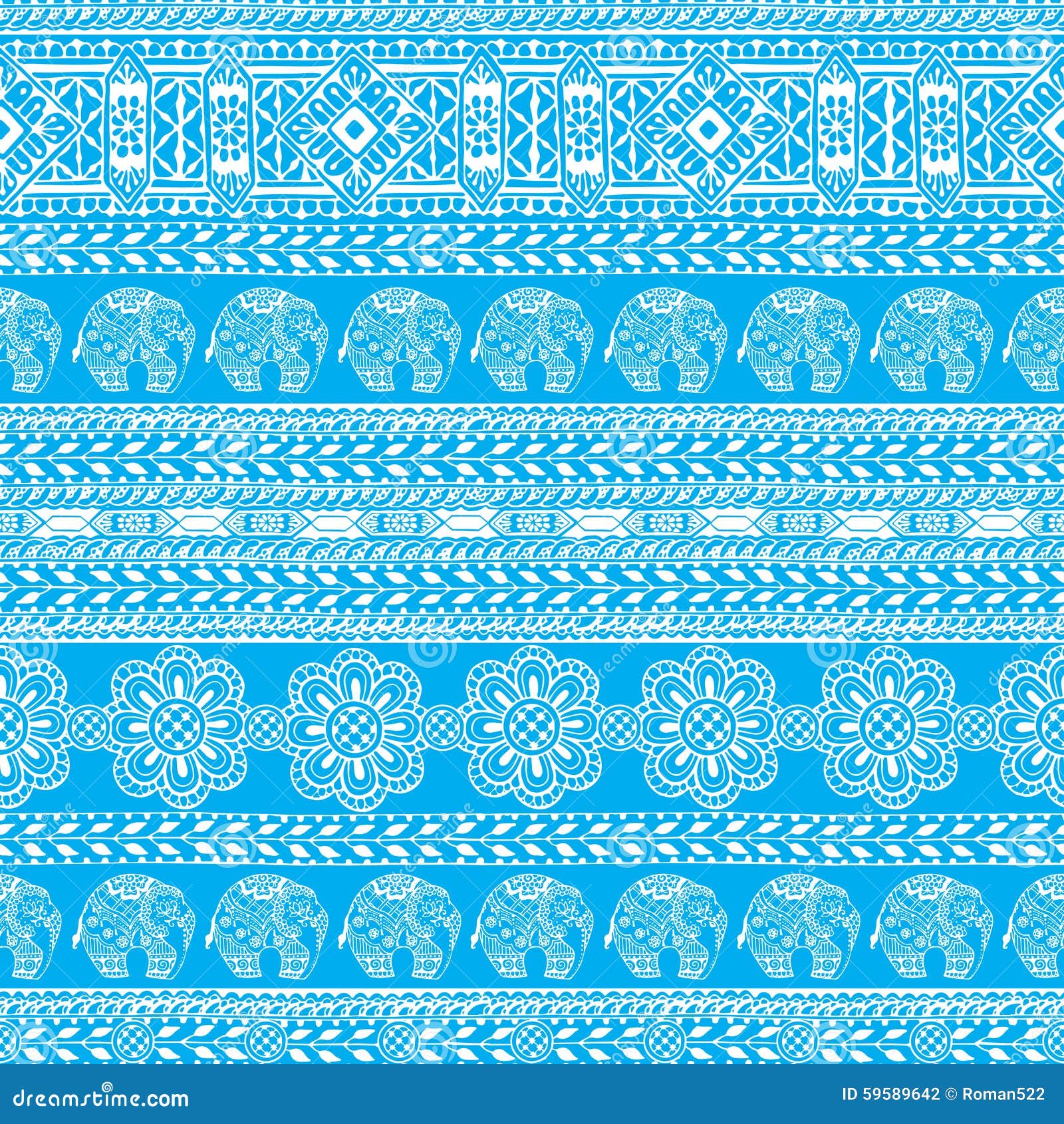 Seamless Background with Indian Patterns Stock Vector - Illustration of ...