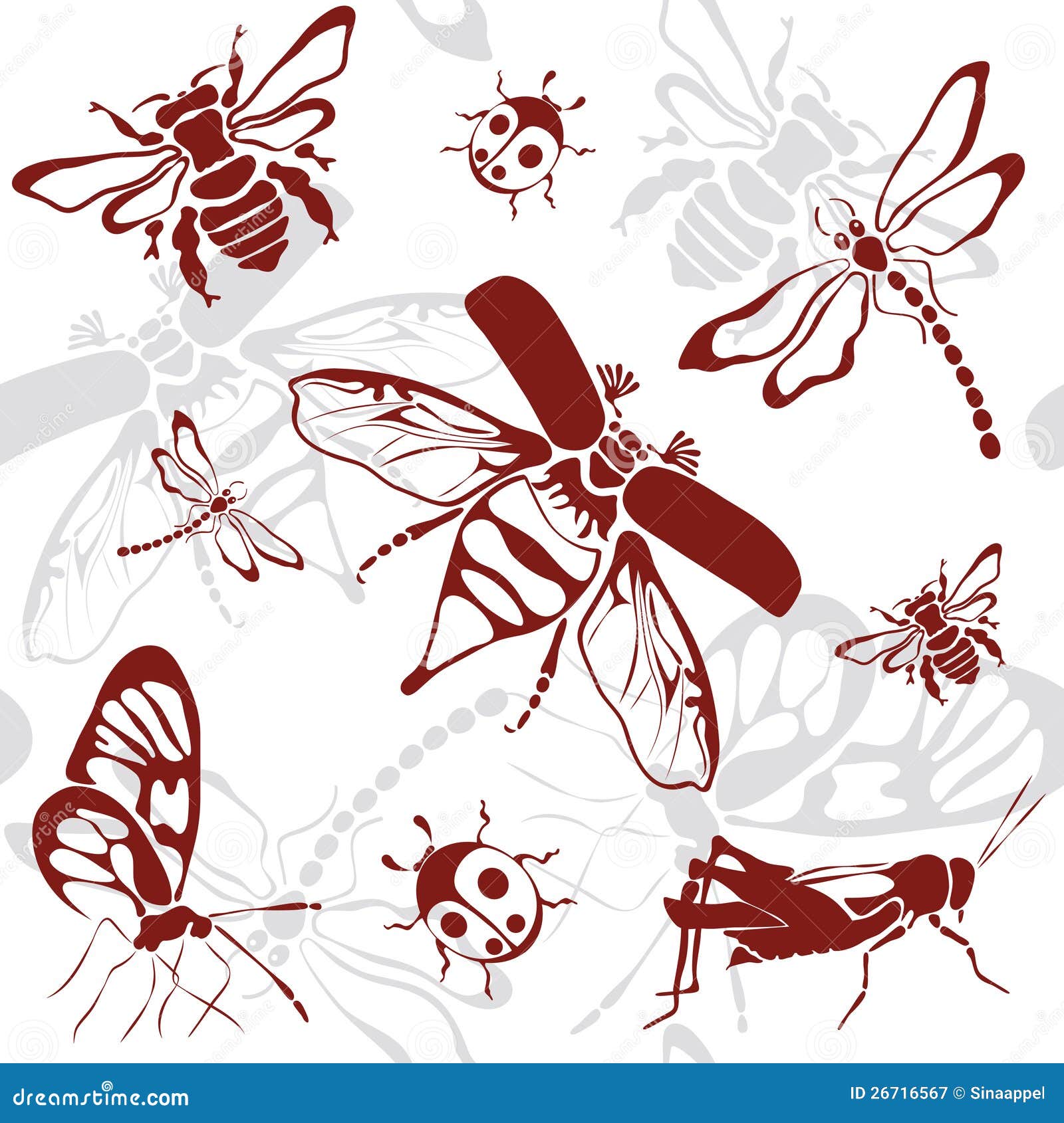 Background Insects Cartoon Vector | CartoonDealer.com #55865059
