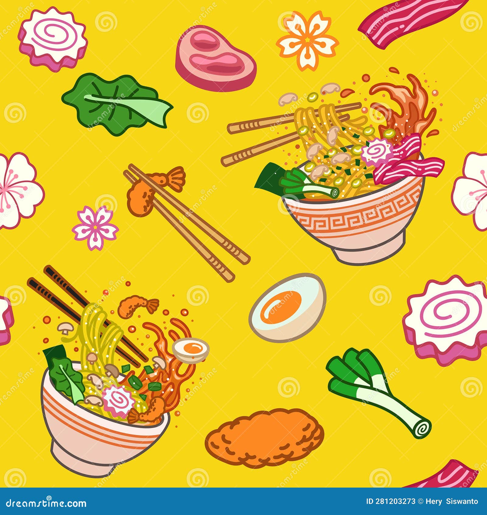 Japanese Ramen Ad Template Cartoon Vector | CartoonDealer.com #194448639