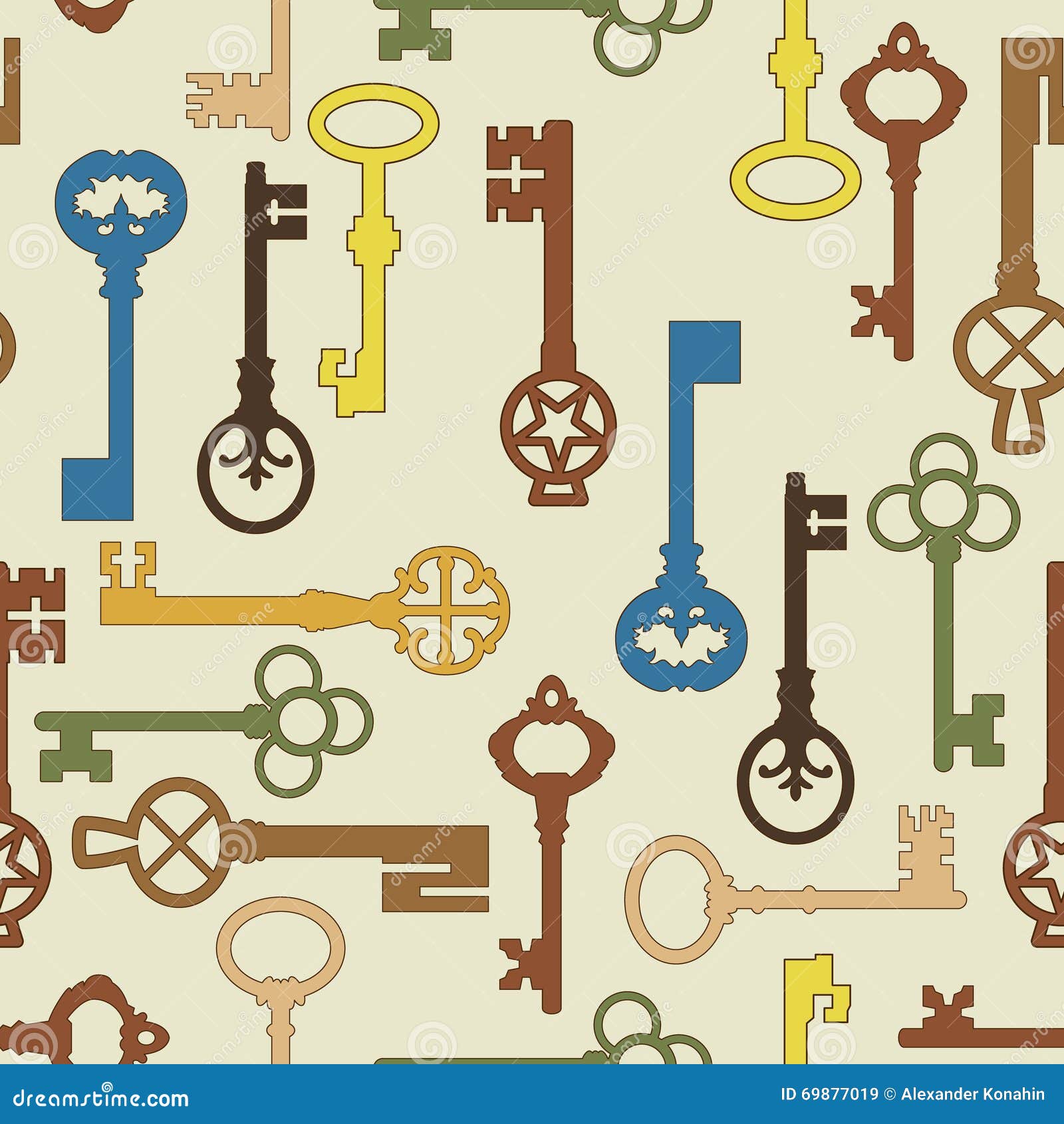Seamless Background with the Keys Stock Vector - Illustration of ...