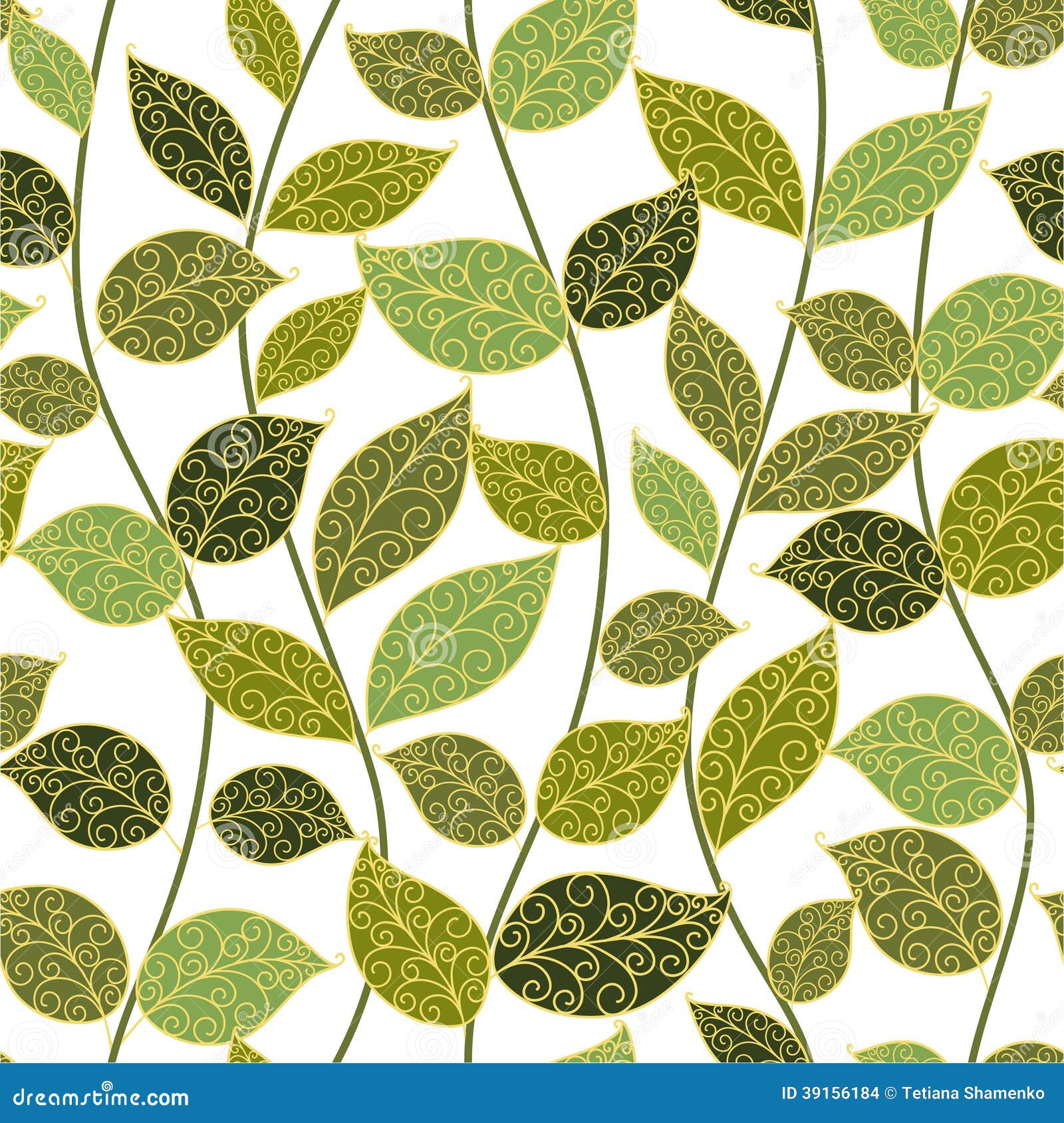 Seamless Background with Leaflets Stock Vector - Illustration of summer ...