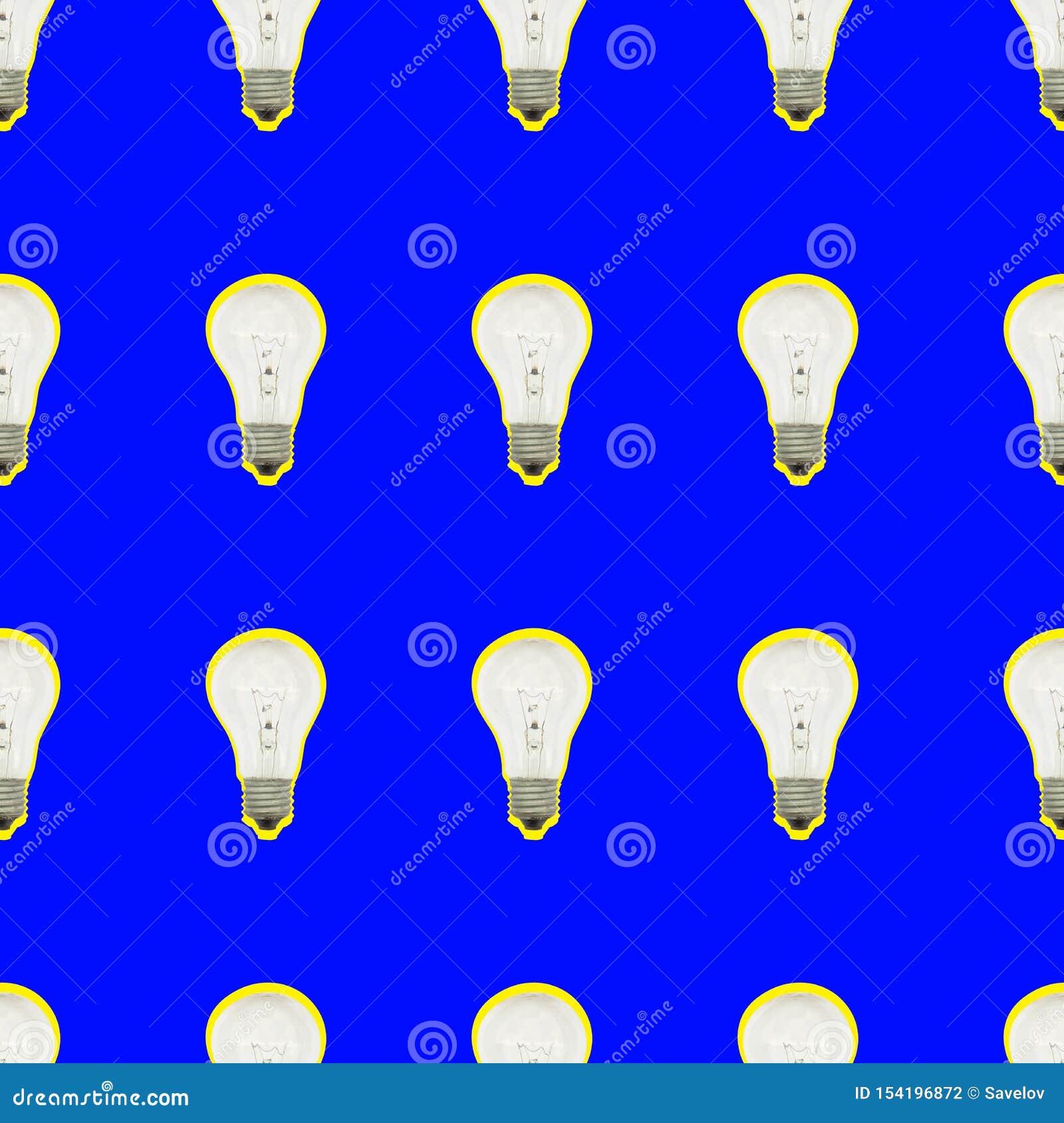 Seamless Pattern of Light Bulbs on a Blue Color Stock Photo - Image of ...