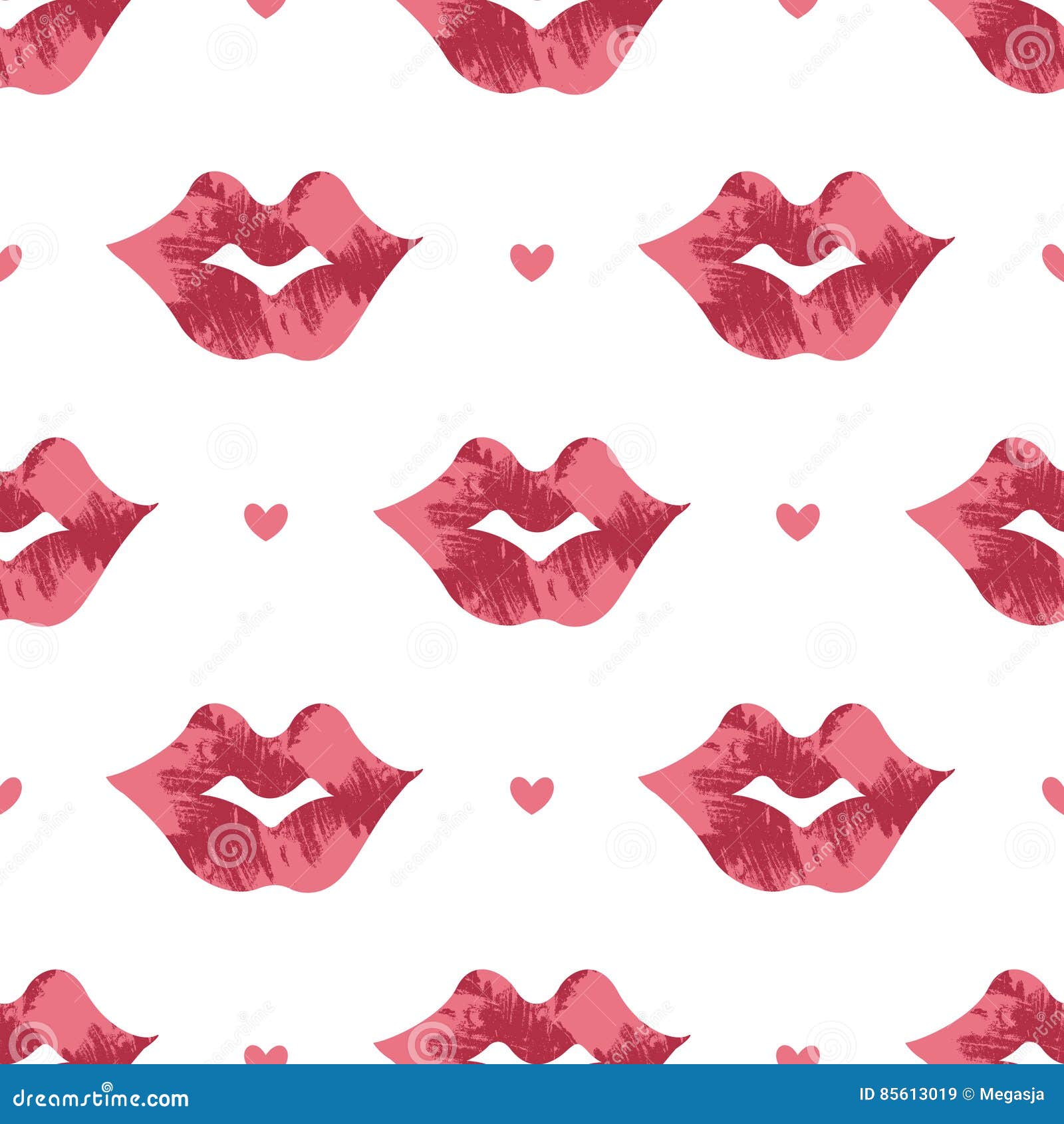 Seamless Background of Lips and Hearts Stock Vector - Illustration of ...