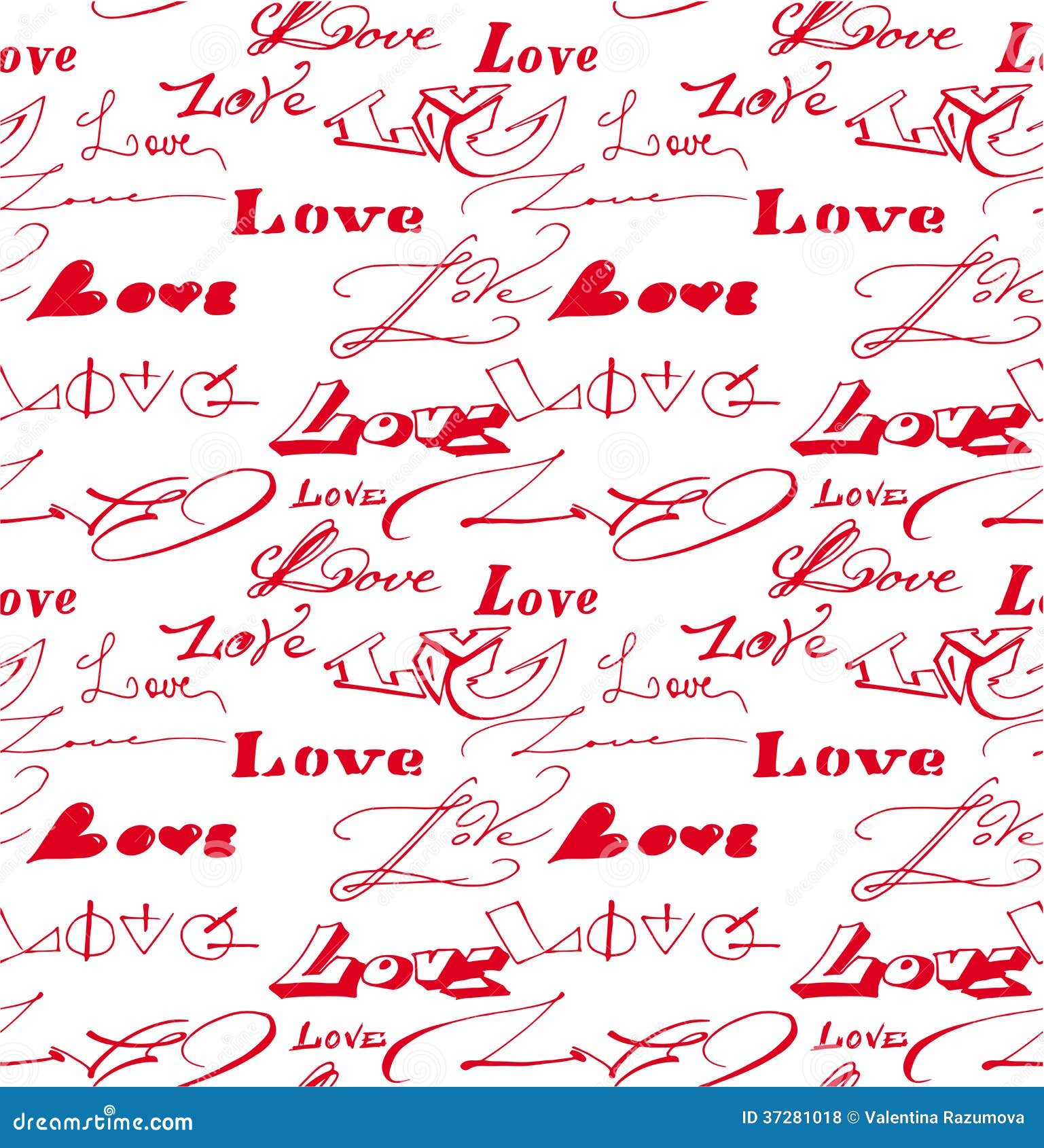Seamless Background with Love Inscription. Stock Illustration ...