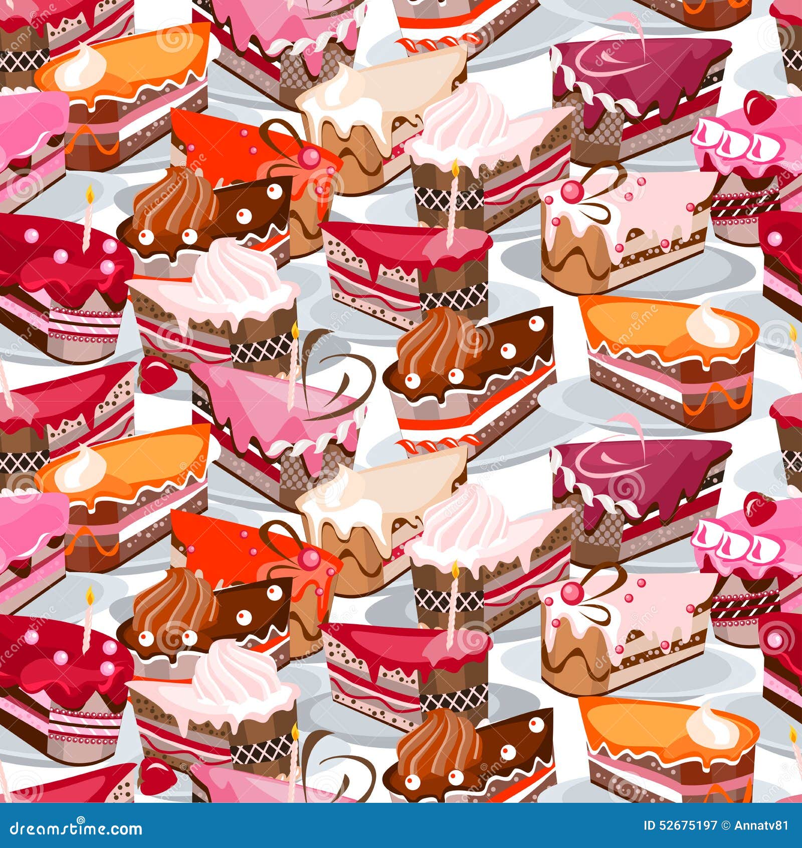 Seamless Background Made of Cake Slices Stock Vector - Illustration of ...