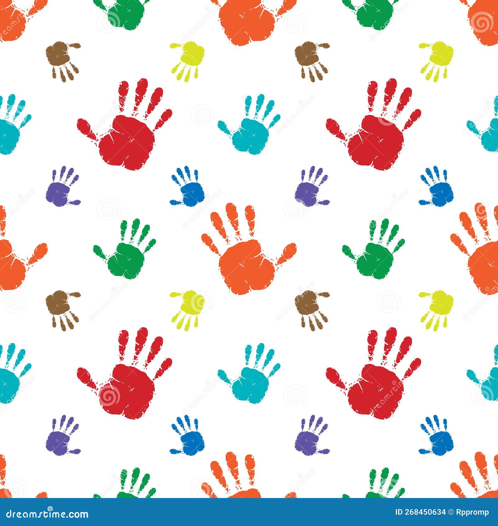 Seamless Background Made From Color Handprints Vector Illustration ...