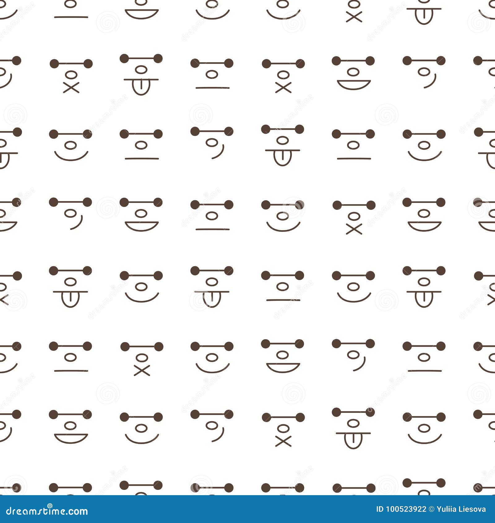 Seamless Background Maid of Different Simple Primitive Faces in Stock ...