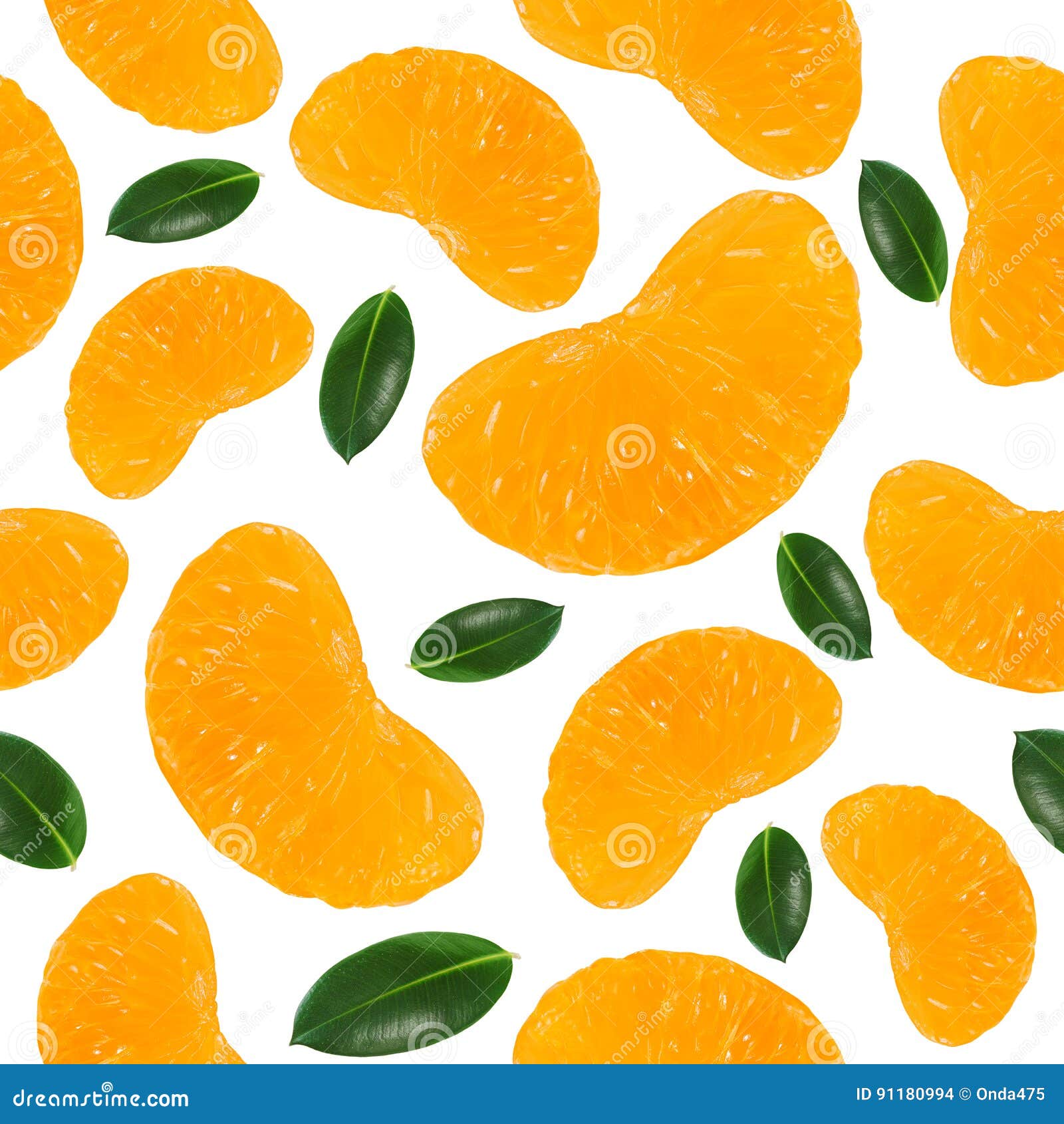 Seamless Background with Mandarin Slices on a White Background. Stock ...