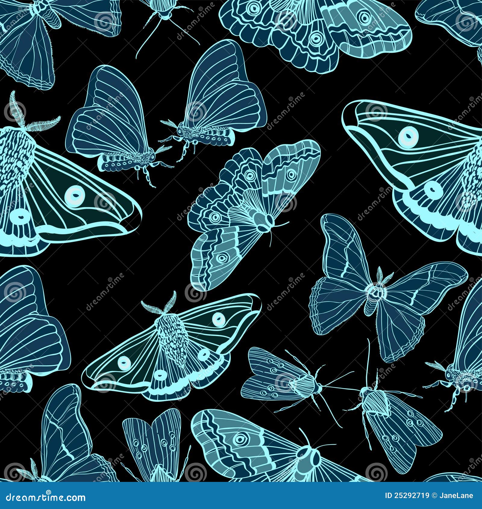 Seamless Background with Moth Stock Vector - Illustration of abstract ...