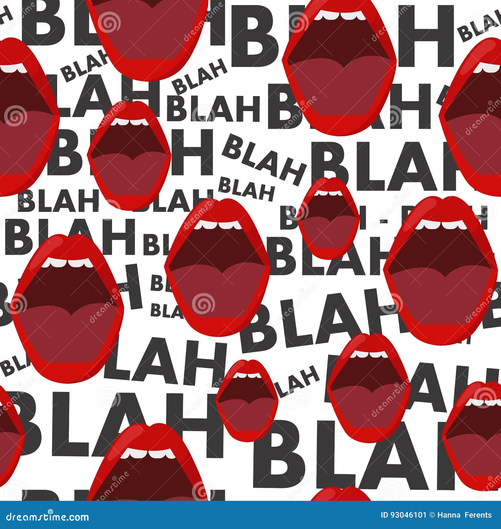 Seamless Background With The Mouth And Gossip Blah Blah Blah Cartoon ...