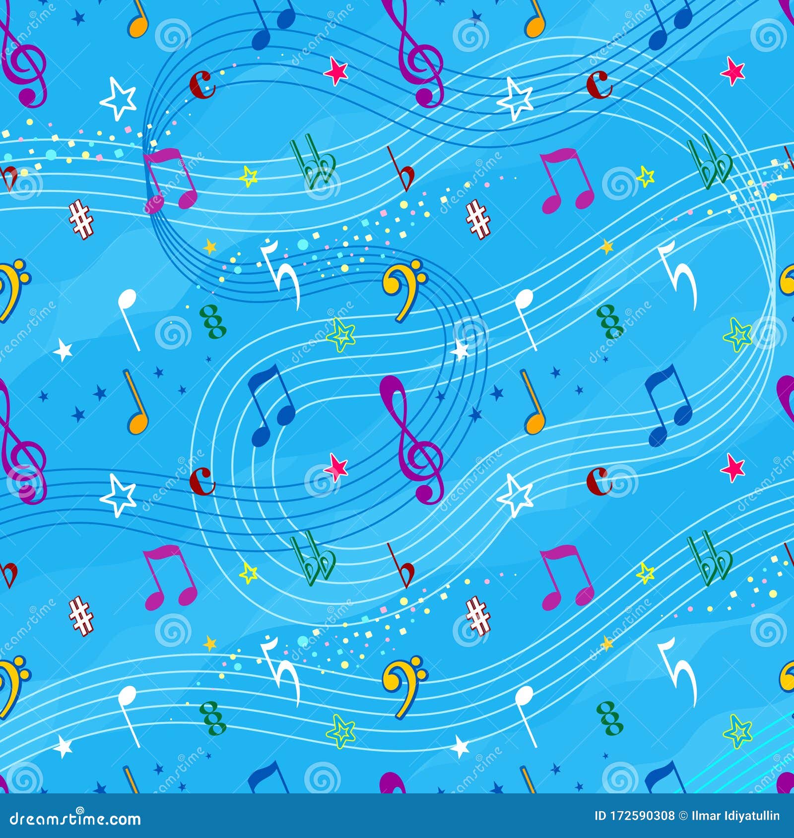Seamless Background on a Musical Theme in Blue Tones. Background of ...