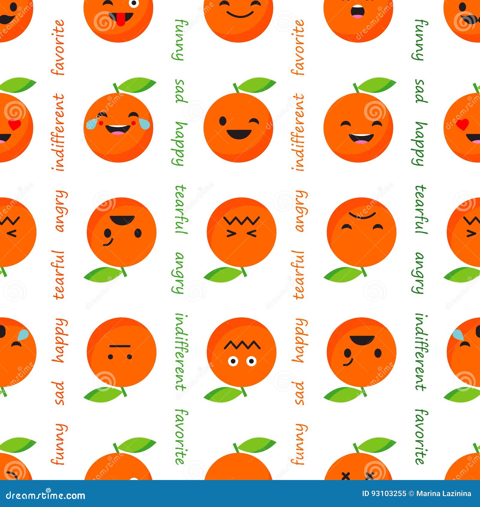Seamless Background with Orange Emotions. Stock Illustration ...