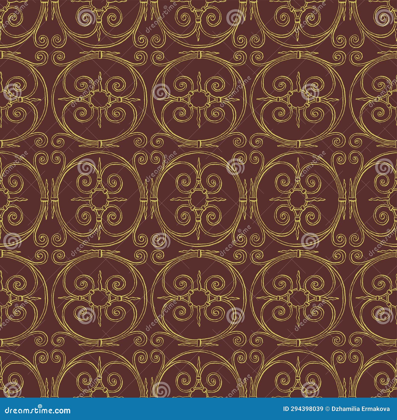 Seamless Background from Outline Drawing Decorative Circle Vintage ...