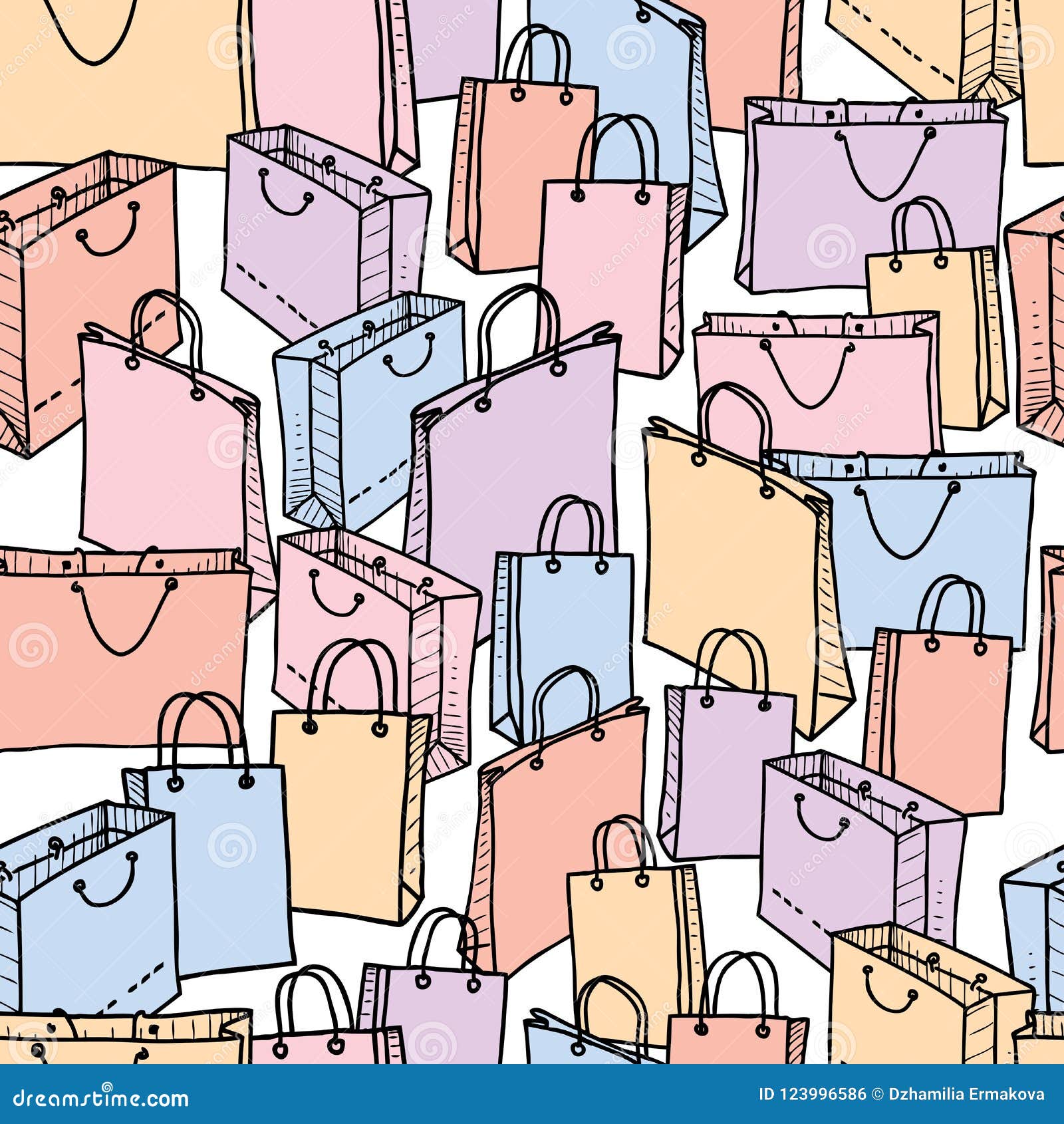 Seamless Background of Packages for Purchases Stock Vector ...