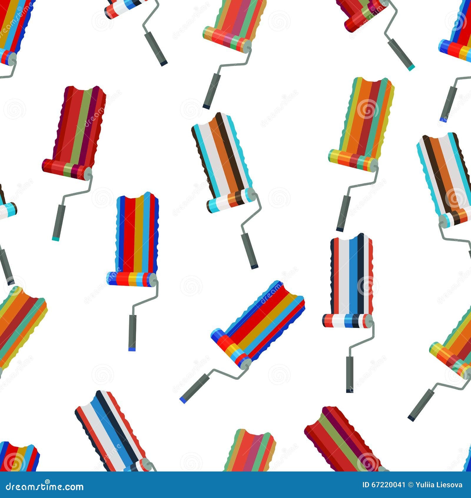 Seamless Background with Paint Rollers with Colorful Traces Stock ...