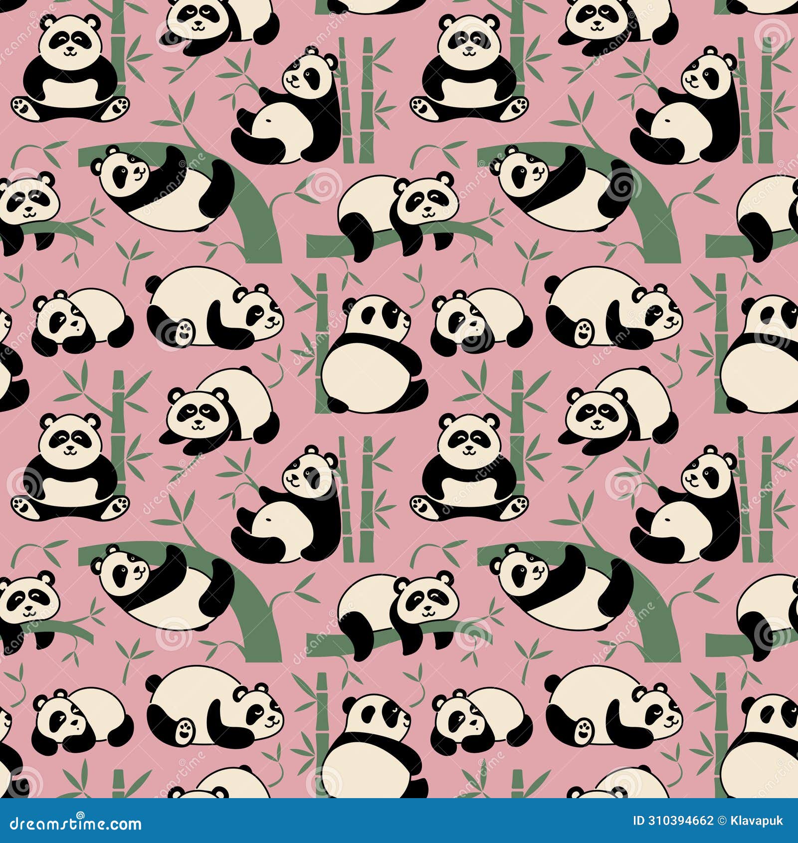 Seamless Background with Pandas in Various Poses Stock Vector ...