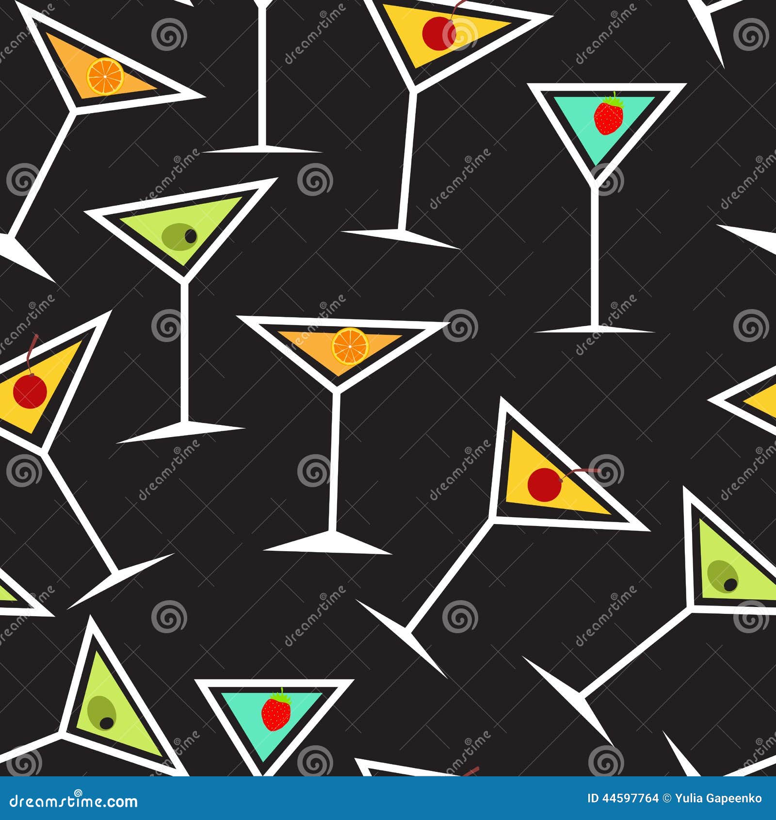 Seamless Background Pattern of Alcoholic Cocktail Stock Vector ...