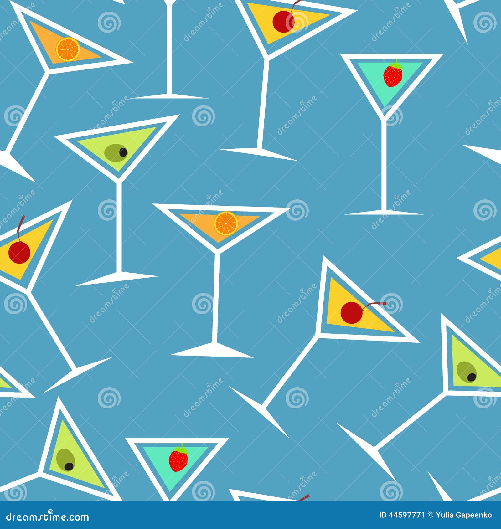 Seamless Background Pattern of Alcoholic Cocktail Stock Vector ...