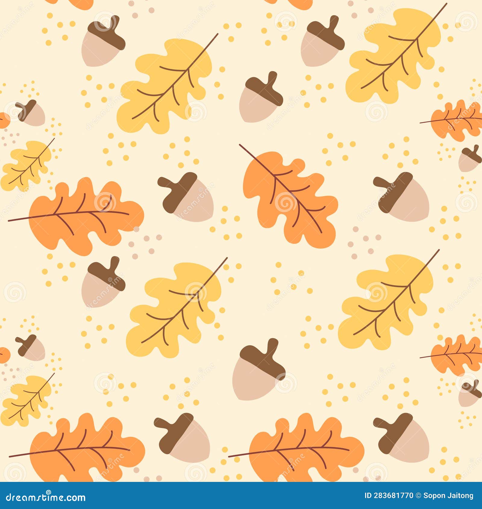 Seamless Background with Pattern of Autumn Leaves, Vector Illustration ...