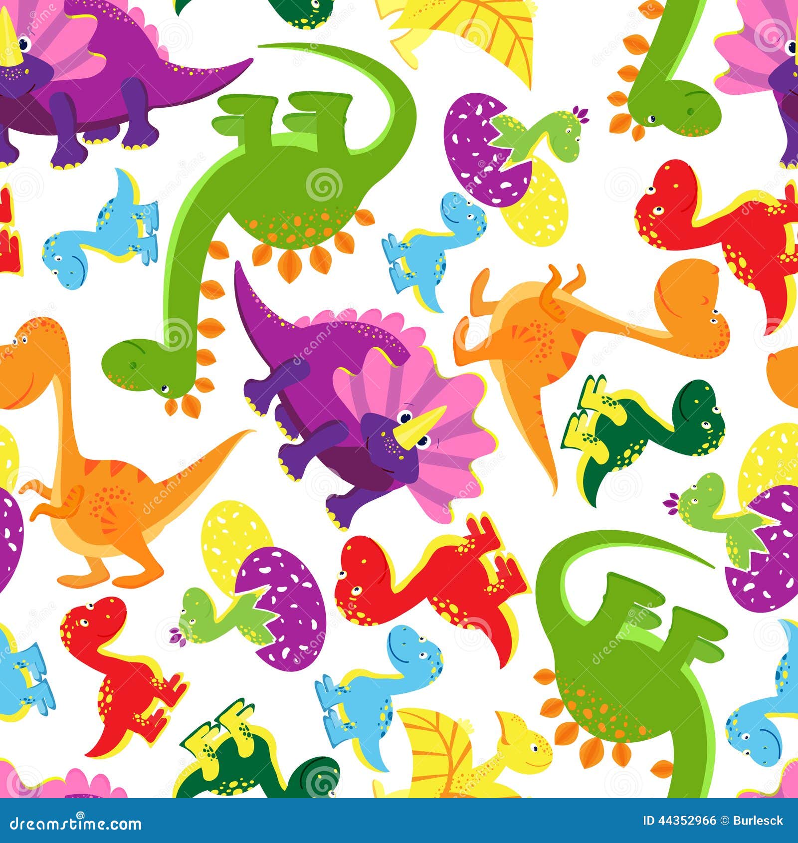 Seamless Background Pattern of Baby Dinosaurs Stock Vector ...