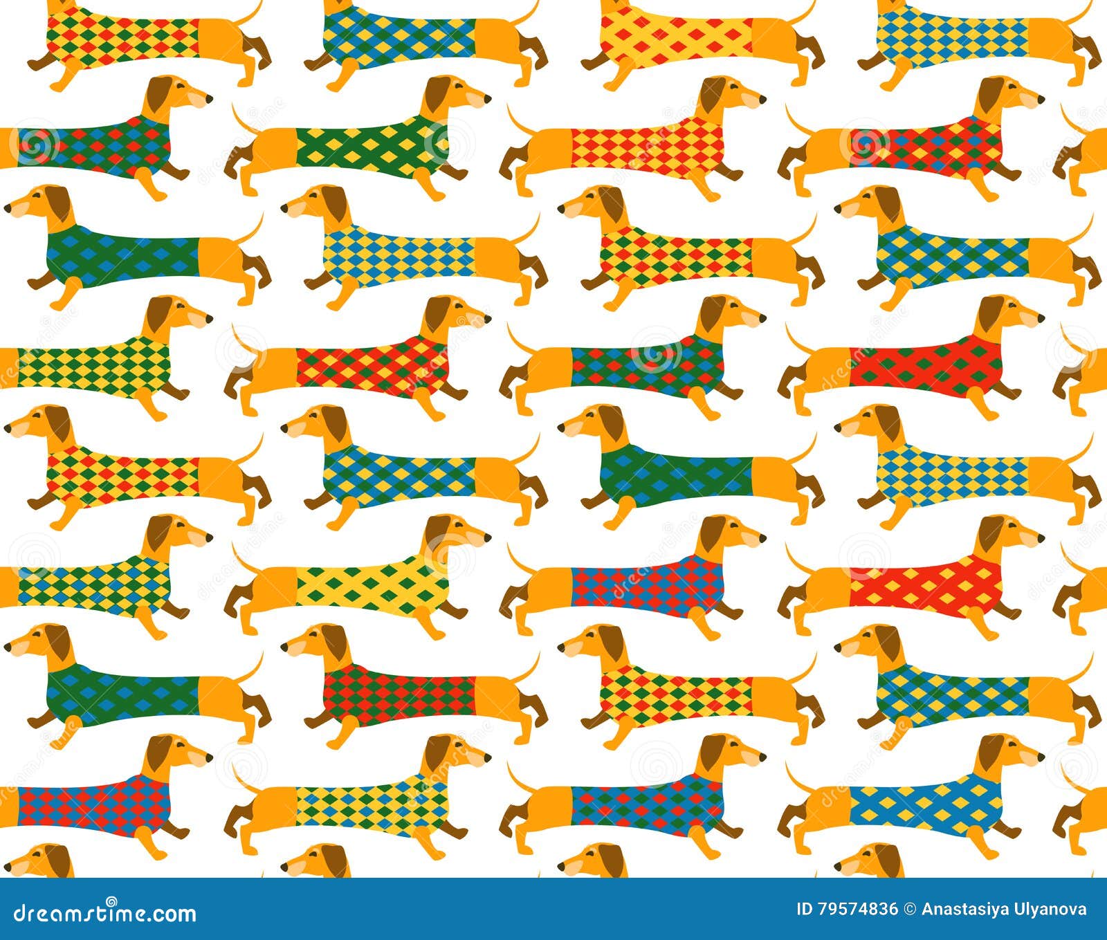 Seamless Background Pattern with a Basset Hound. Stock Illustration ...