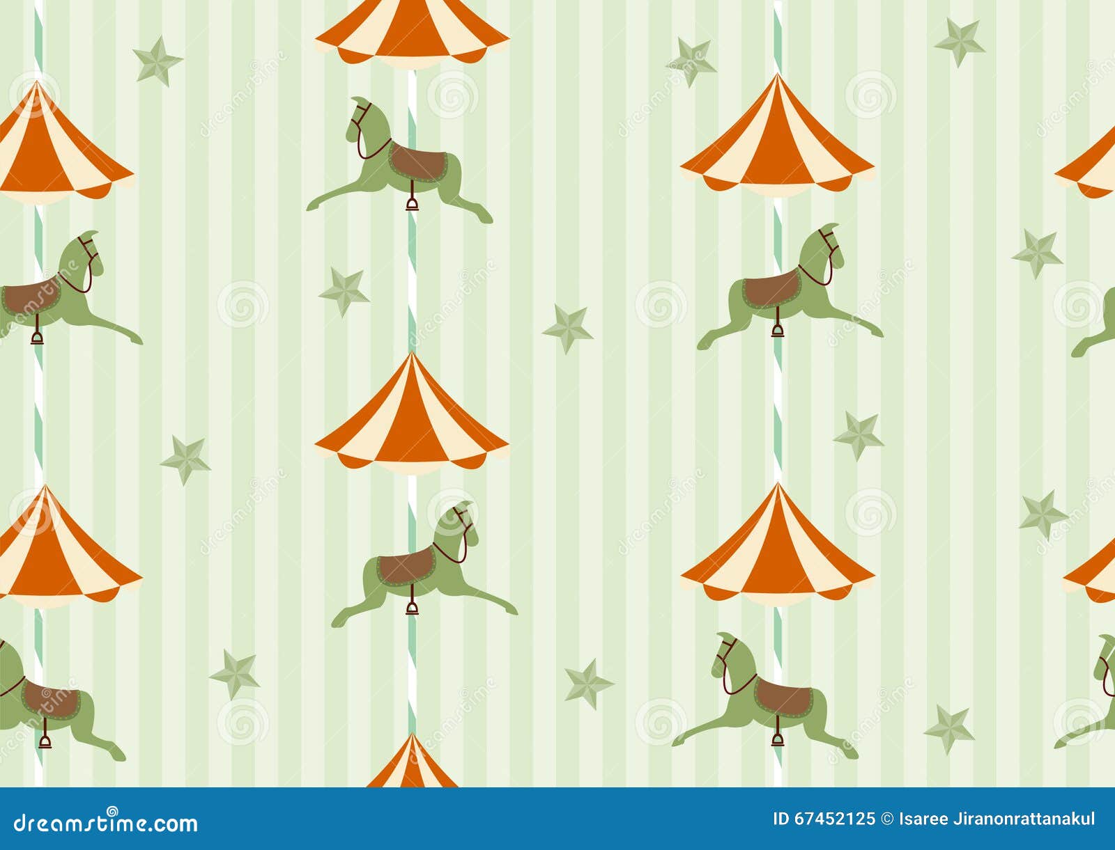 Seamless Background Pattern of Carousel Horse, Vector Illustrations ...