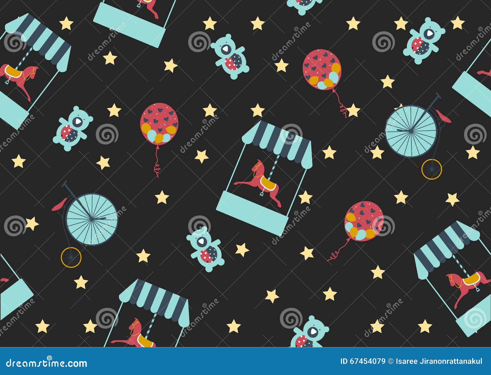 Seamless Background Pattern of Carousel Horse,Vector Illustrations ...