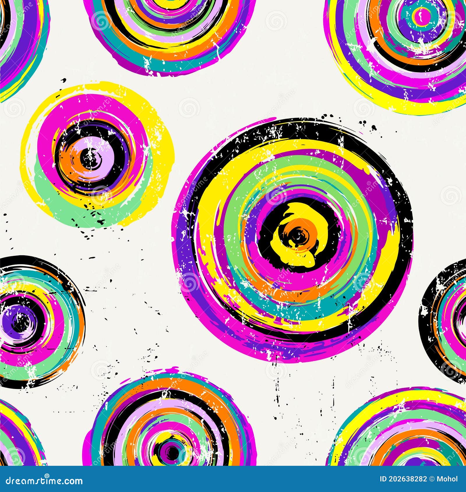 Seamless Pattern Background, Retro/vintage Style, with Circles, Paint ...