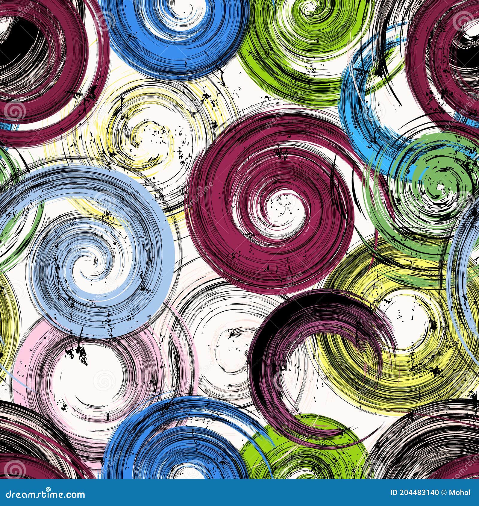 Seamless Background Pattern,circles, Swirls, Paint Strokes and Splashes ...