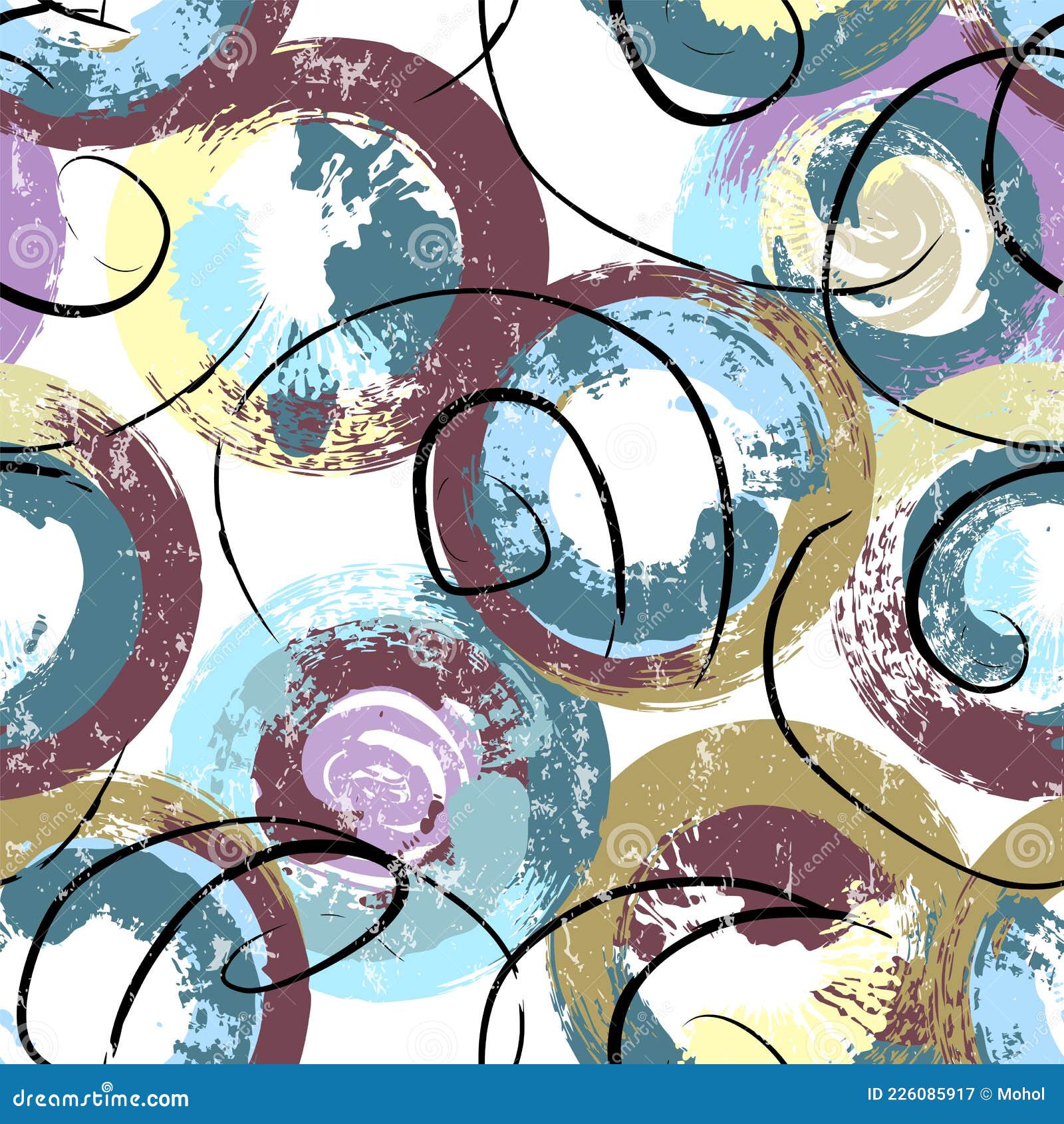 Seamless Background Pattern, with Circles, Swirls, Paint Strokes and ...
