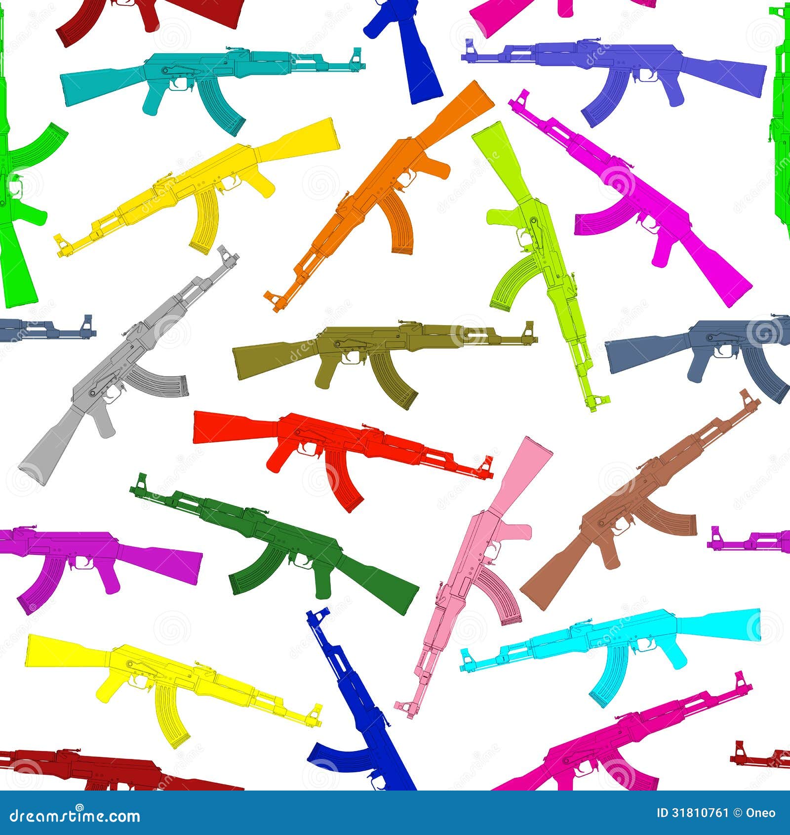 Seamless Background Pattern of Colorful Assault Rifles Stock Image ...