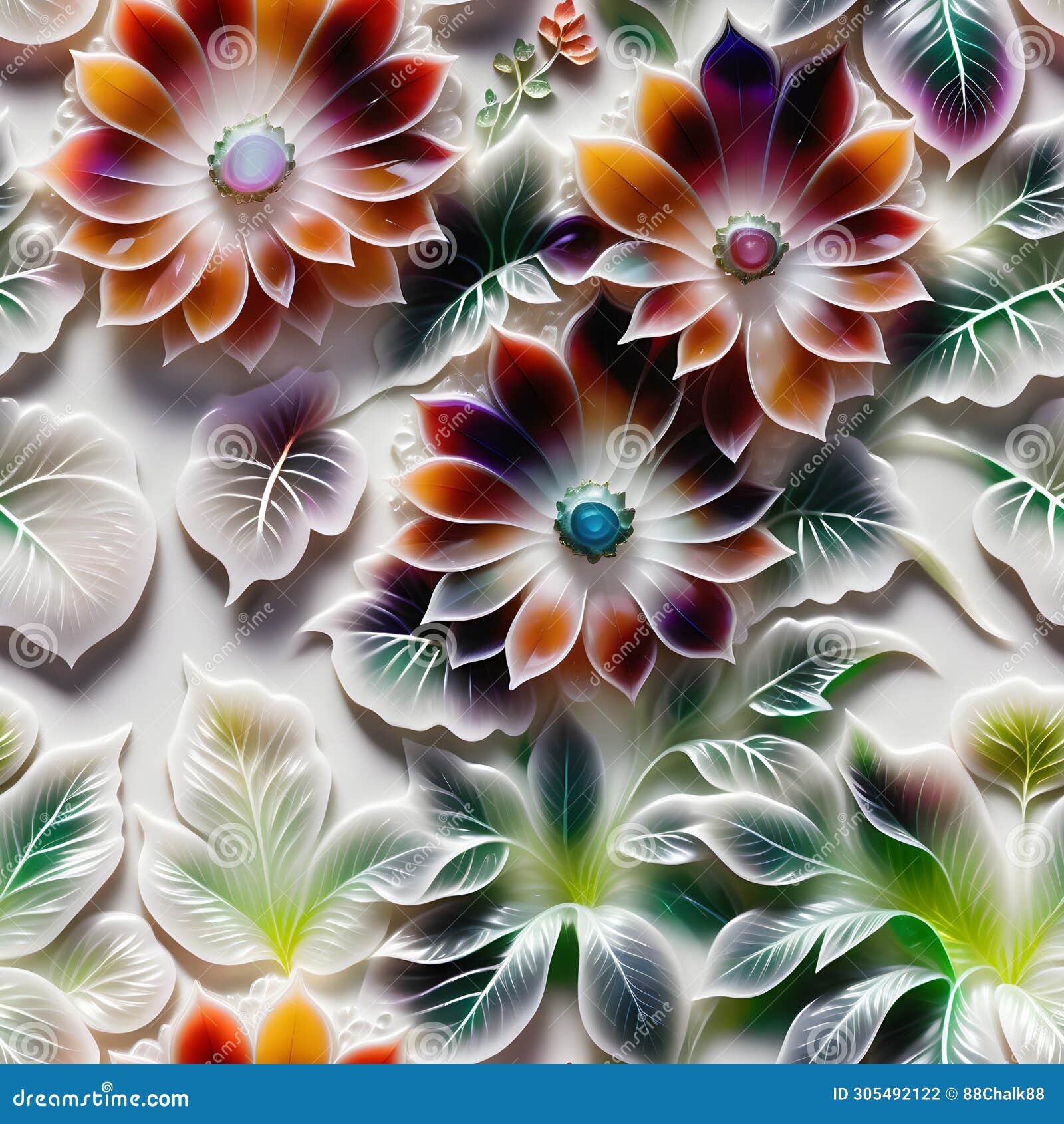 Seamless Background Leaves, Flowers. Seamless Pattern Connecting ...