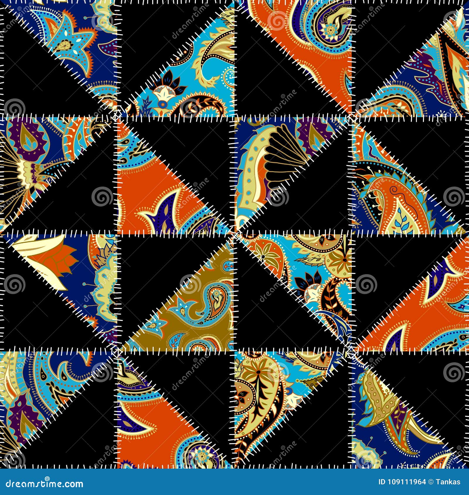 Geometric Patchwork Pattern of a Squares. Stock Vector - Illustration ...