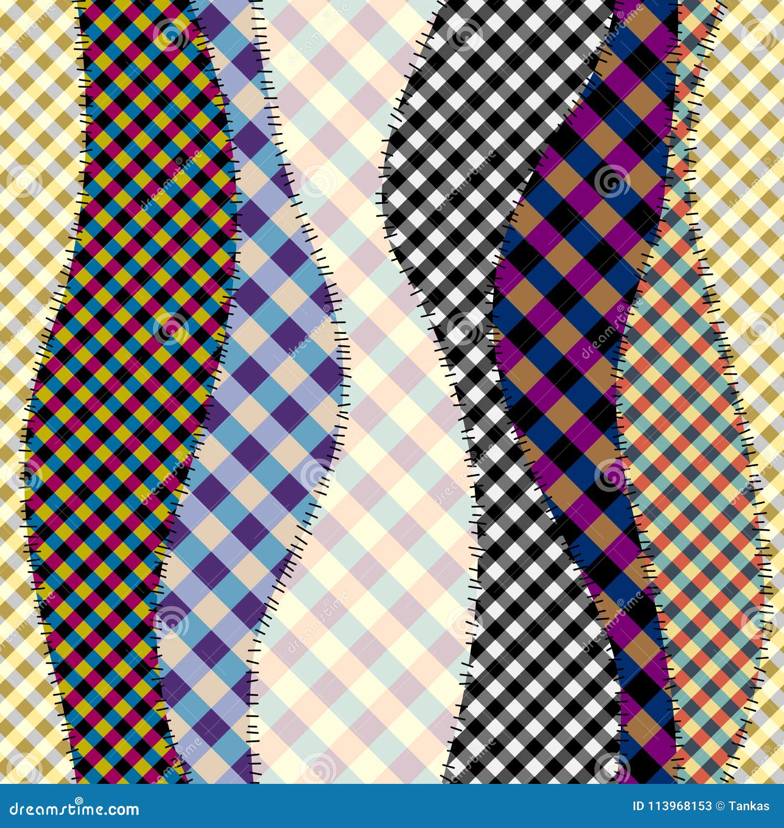 Geometric Patchwork Pattern of Waves Stock Vector - Illustration of ...