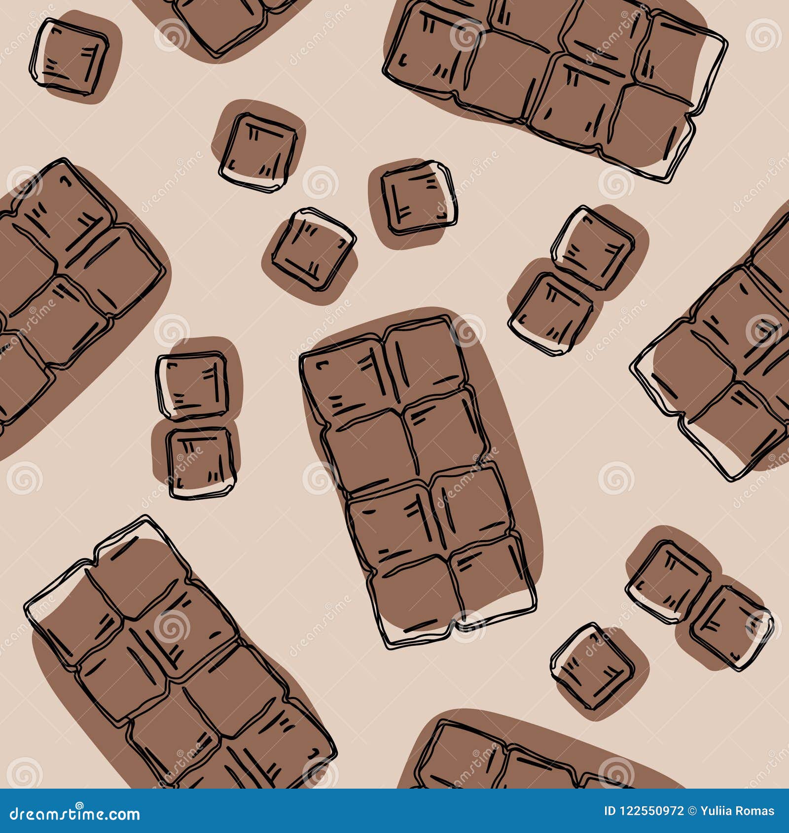 Seamless Background with a Pattern of Hand Drawn Pieces of Chocolate ...
