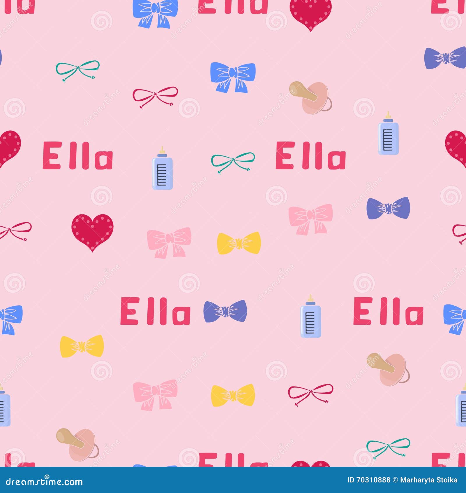 Seamless Background Pattern Name Ella of the Newborn Stock Vector ...