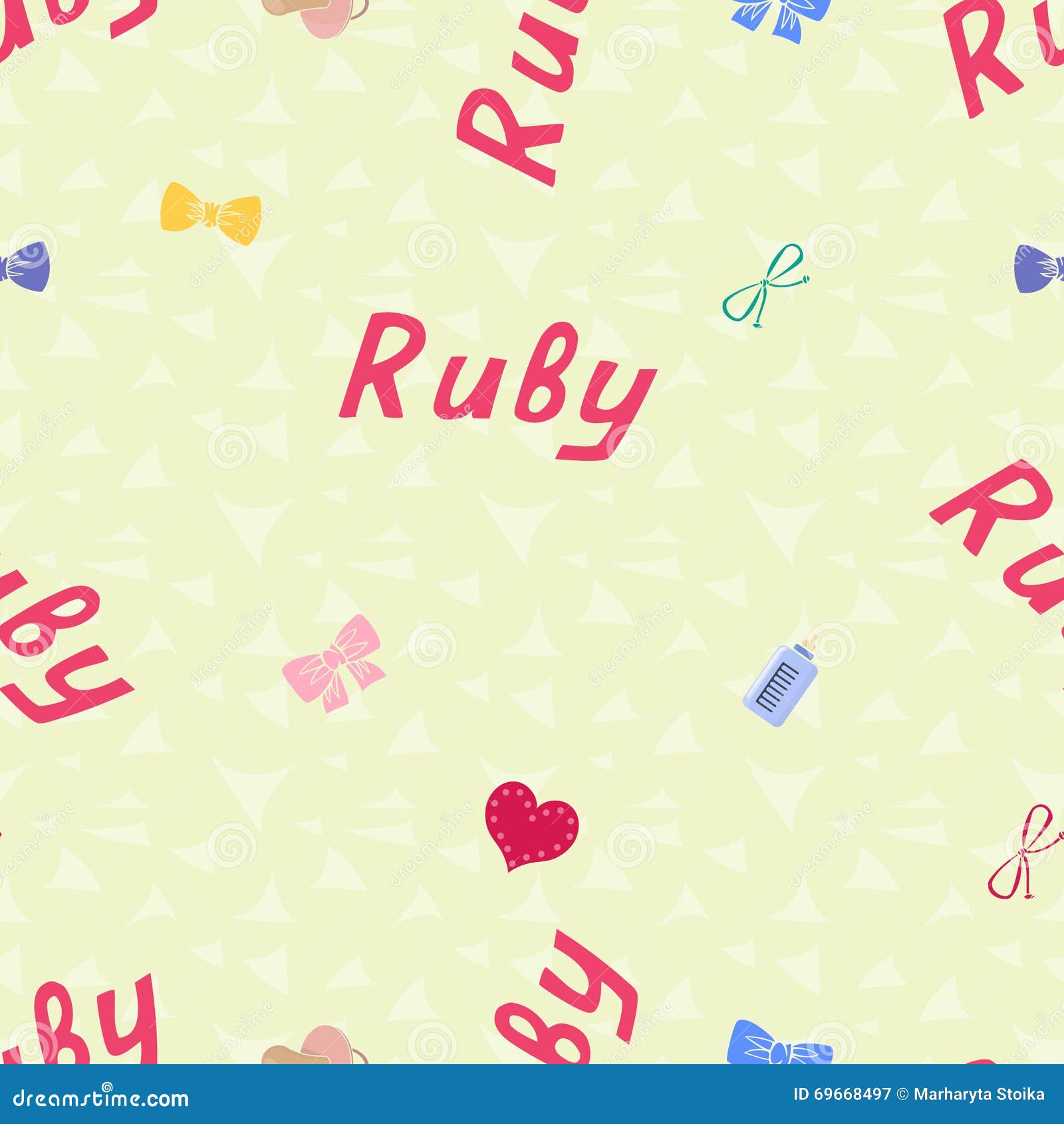 Seamless Background Pattern Name Ruby of the Newborn. Name Baby Ruby ...