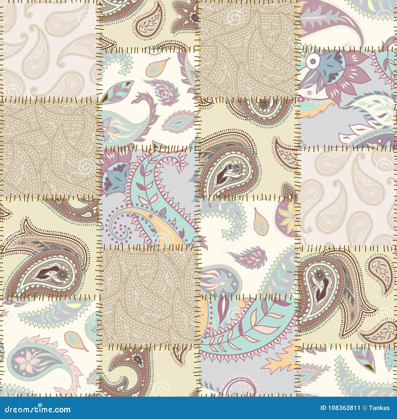 Geometric Patchwork Pattern of a Squares. Stock Vector - Illustration ...