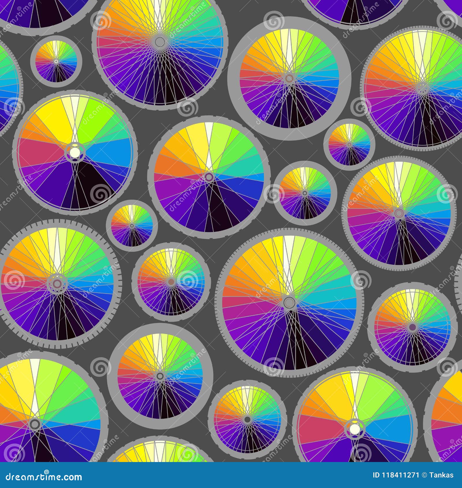 Pattern of Bycicles Wheels. Stock Vector - Illustration of geometric ...
