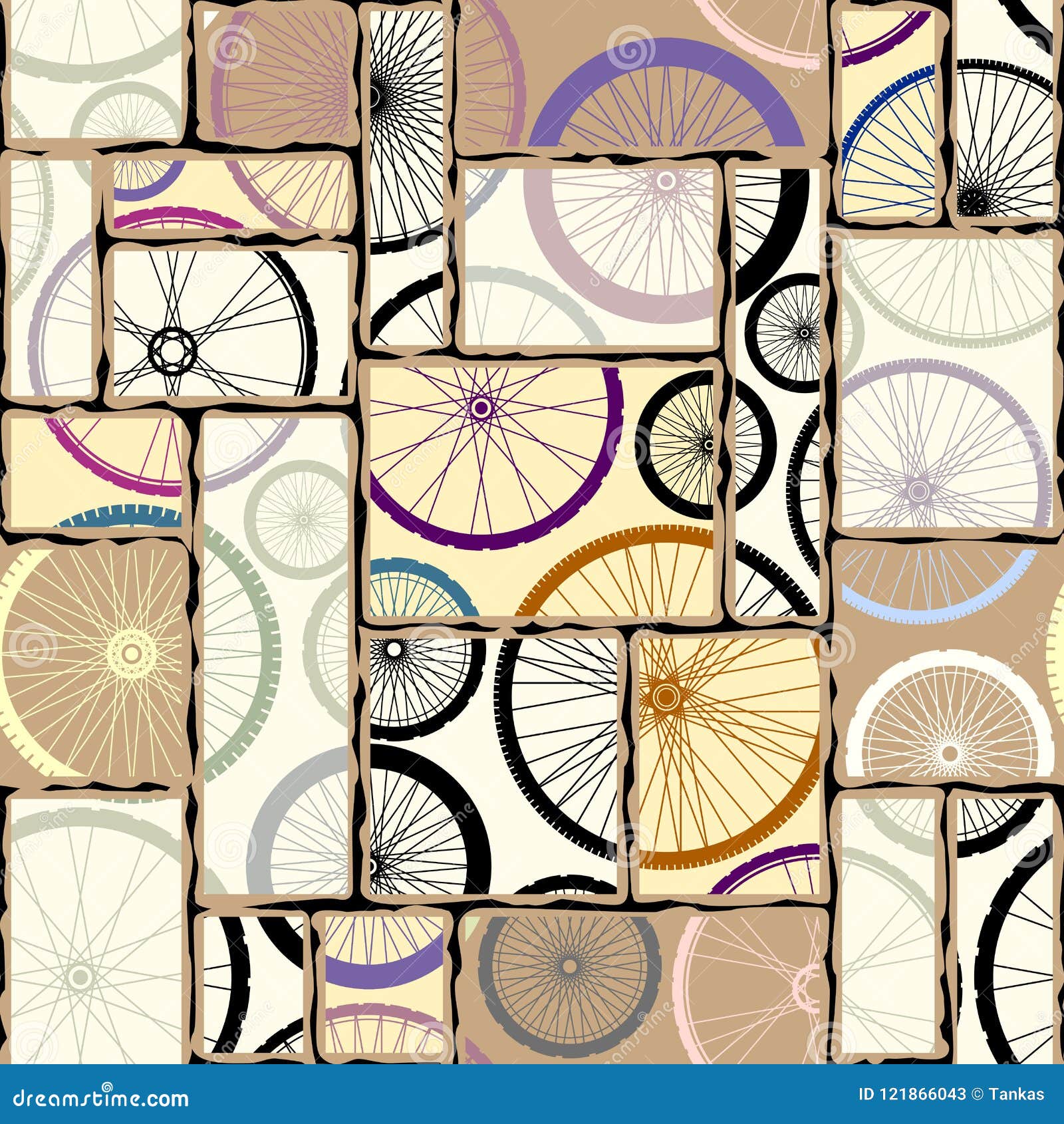 Pattern of Bycicles Wheels. Stock Vector - Illustration of continuity ...