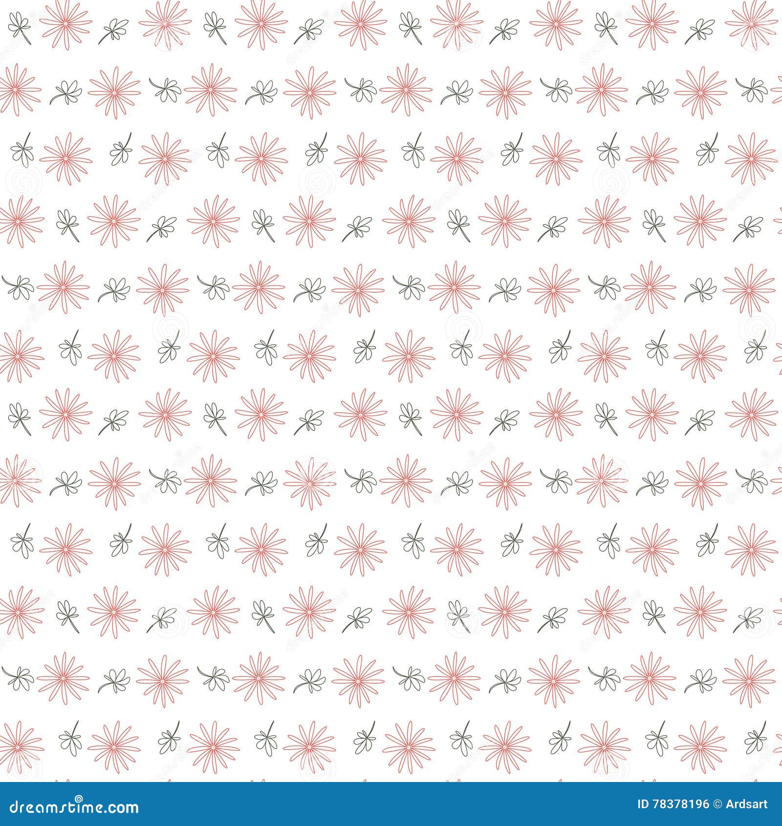 Seamless Background Pattern with Repeating Flowers and Leaves Stock ...