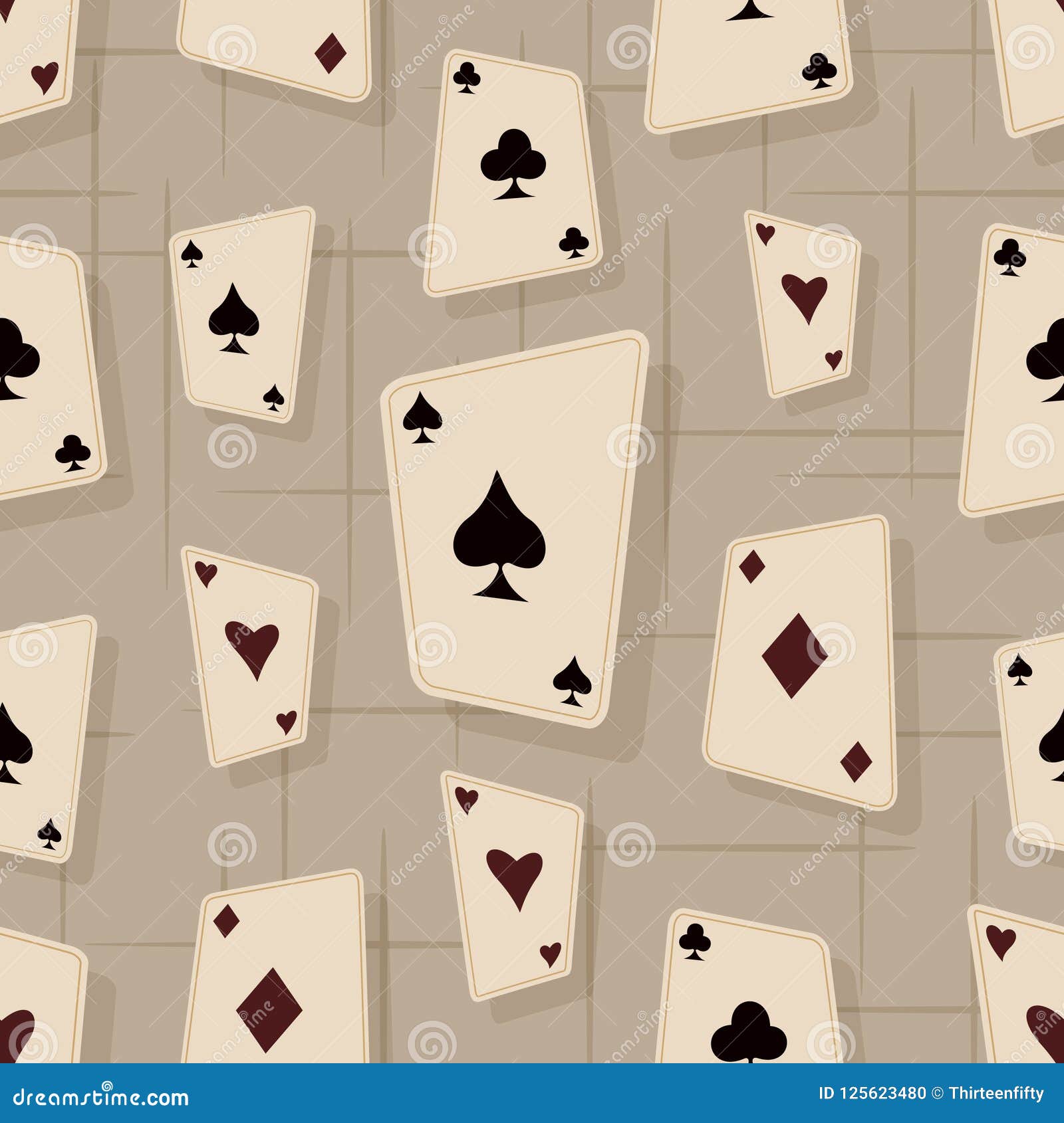 Seamless Retro Playing Card Pattern Vector Background. Stock Vector ...