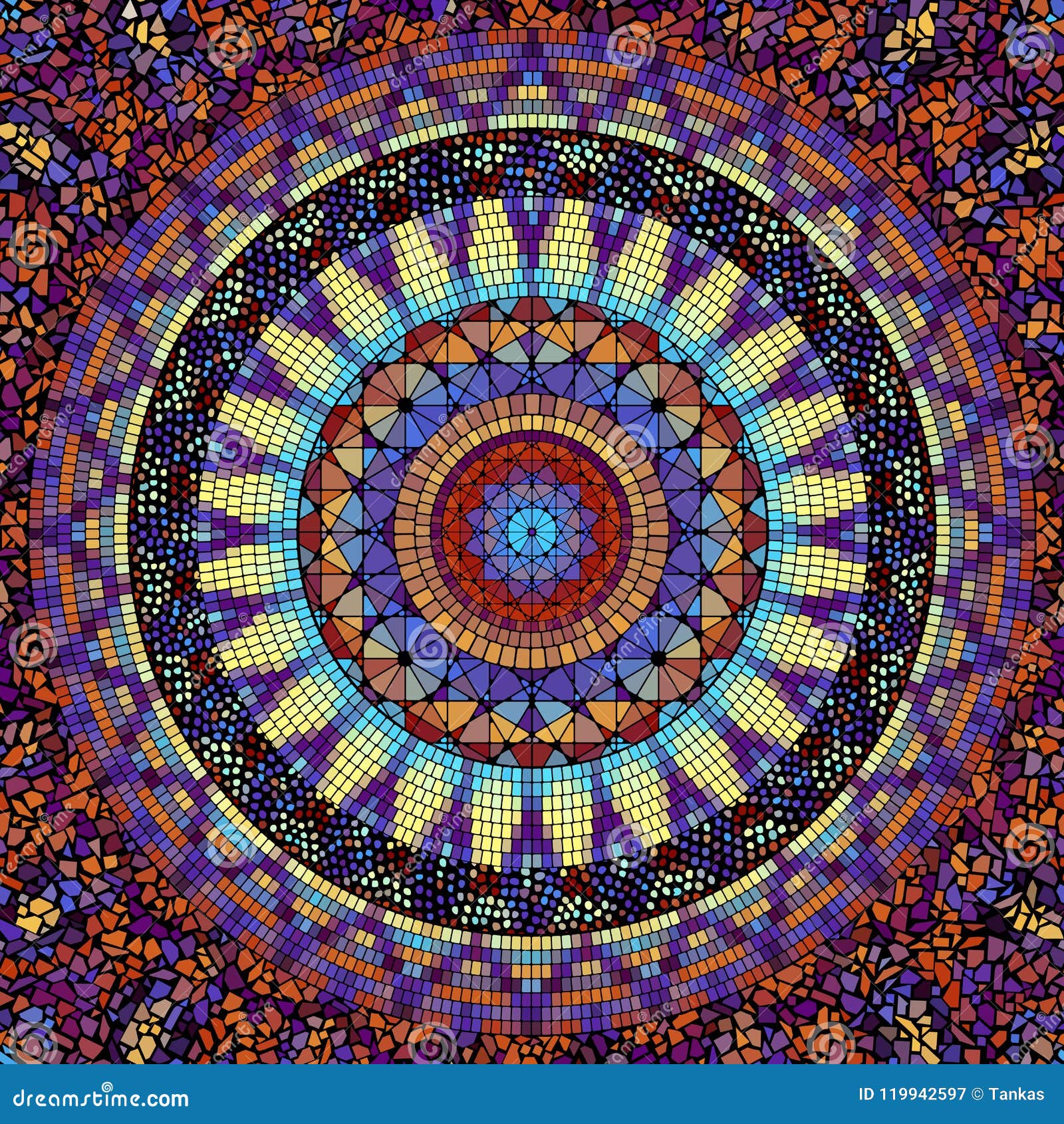 Seamless mosaic pattern stock vector. Illustration of pattern - 119942597