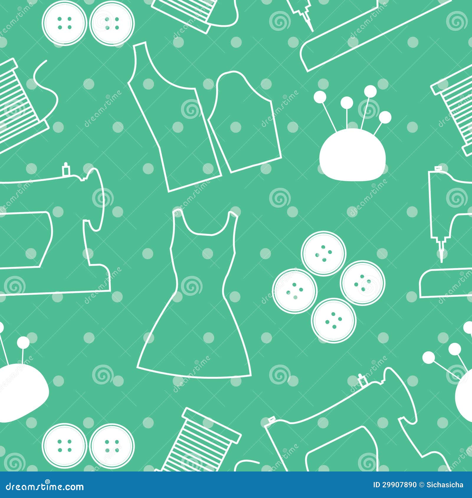 Seamless Background Pattern of Sewing Tools and Objects Stock Vector ...