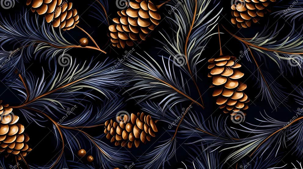 Seamless Background with Coniferous Branches Pattern, Coniferous, Fir ...