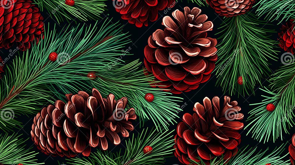 Seamless Background with Coniferous Branches Pattern, Coniferous, Fir ...
