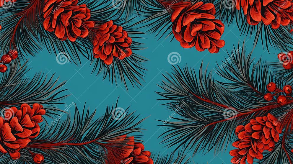 Seamless Background with Coniferous Branches Pattern, Coniferous, Fir ...